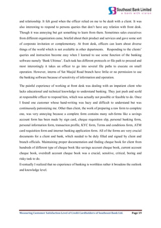 Internship report on measuring customer satisfaction level of credit ...