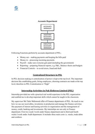 Internship report on pel | PDF