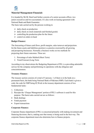 Internship report on pel | PDF