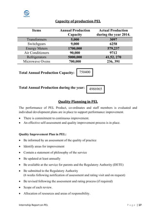 Internship report on pel | PDF
