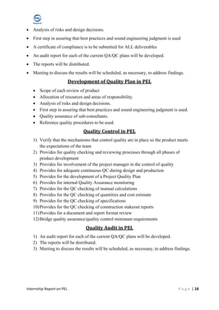 Internship report on pel | PDF