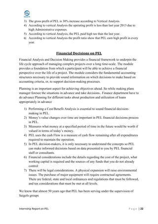 Internship report on pel | PDF
