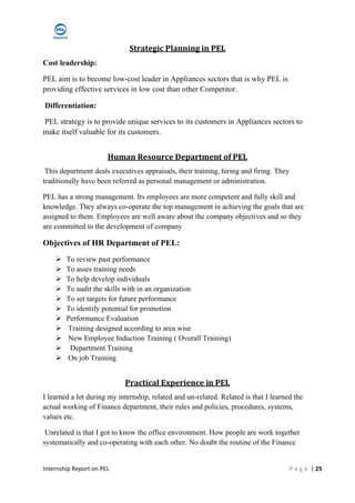 Internship report on pel | PDF