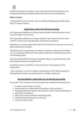 Internship report on pel | PDF