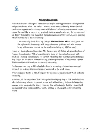 Internship report on pel | PDF
