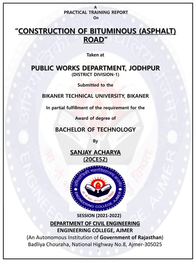 INTERNSHIP REPORT ON FLEXIBLE PAVEMENT by SANJAY ACHARYA.pdf | Civil Engineering Industry ...