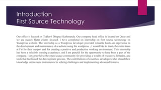 Internship report on Wordpress.pptx for everyone | PPTX