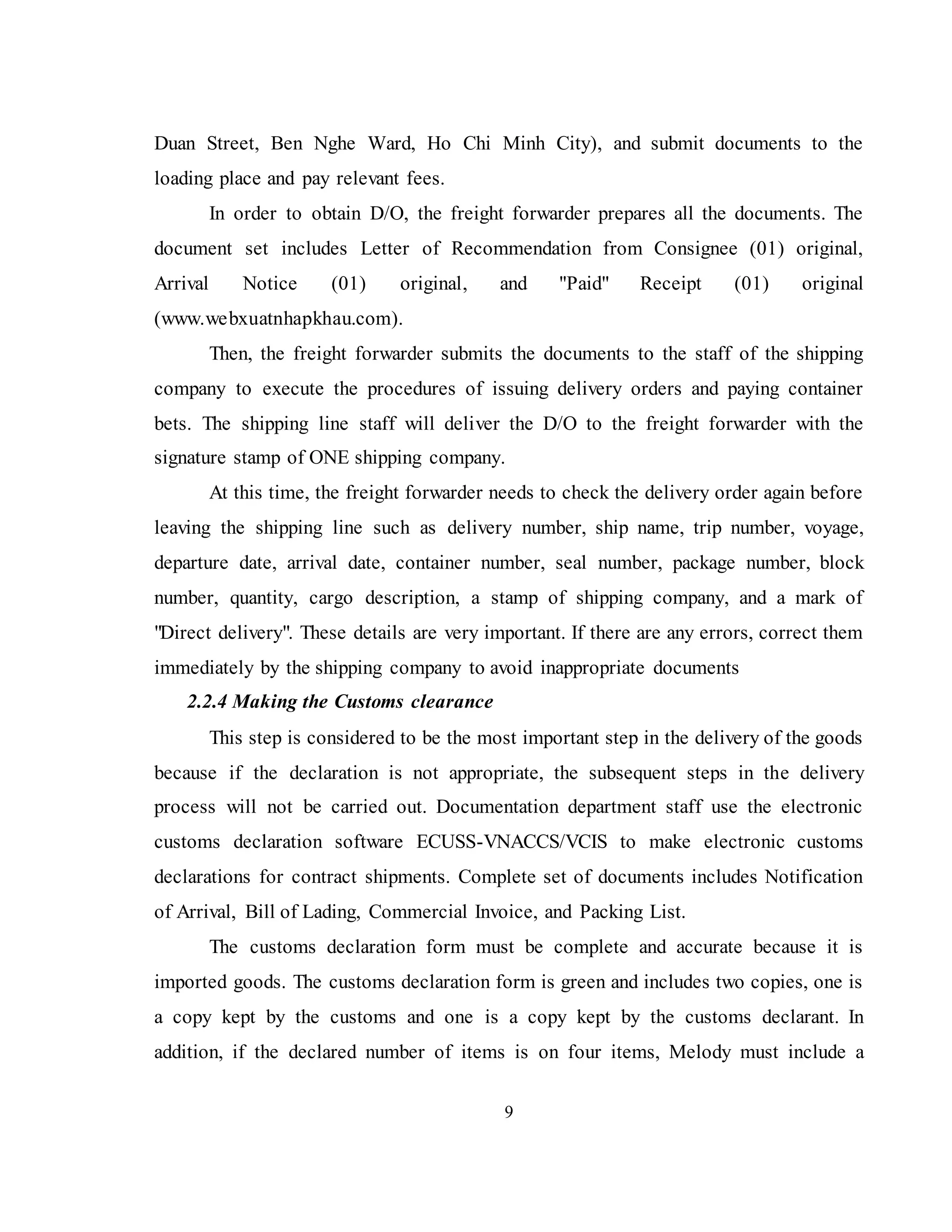 Internship Report Quy Trình Nhập Khẩu Bằng Container Logistics | DOCX