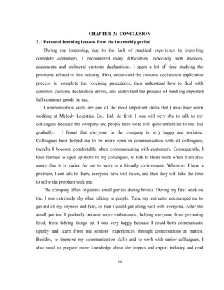 Internship Report Quy Trình Nhập Khẩu Bằng Container Logistics | DOCX