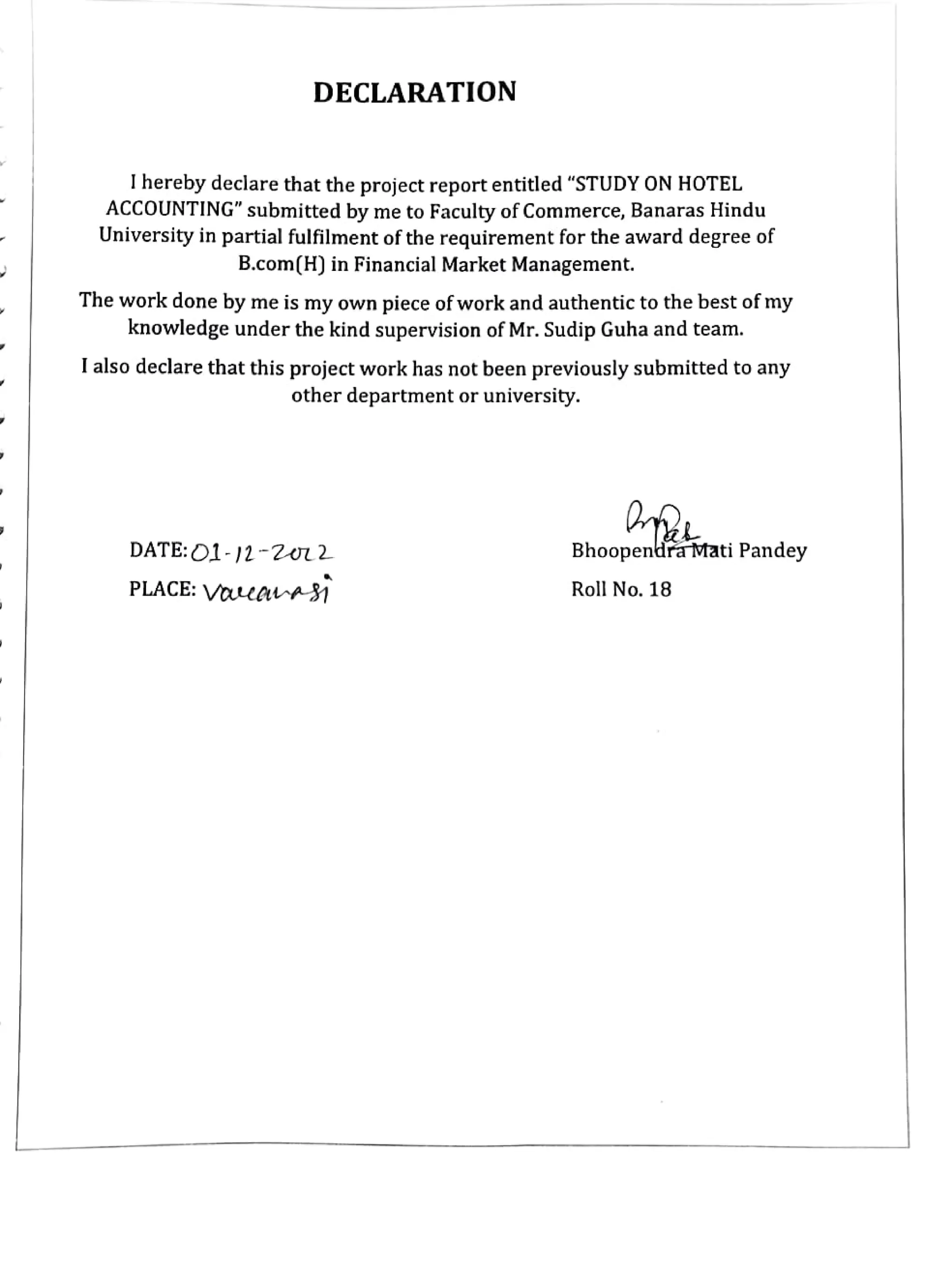 internship report sample.pdf by Bhupendra mati pandey a BHU student. | PDF