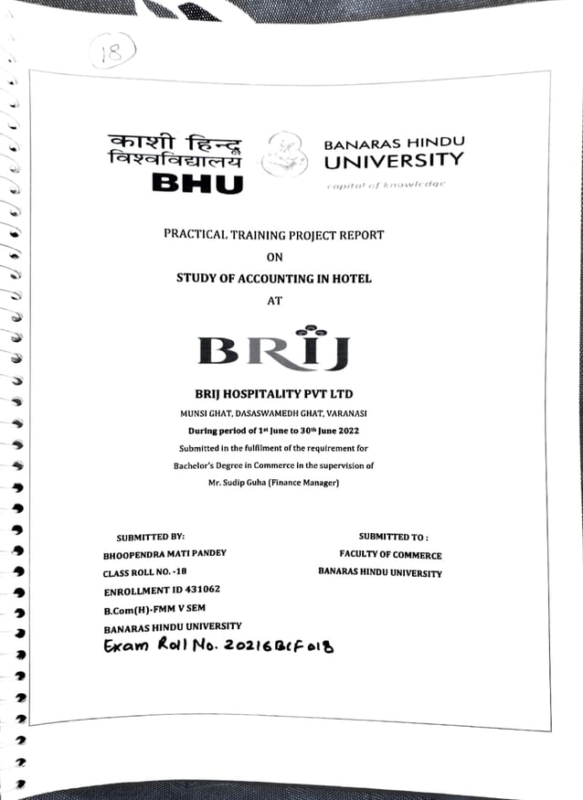 internship report sample.pdf by Bhupendra mati pandey a BHU student. | PDF | Business Accounting ...