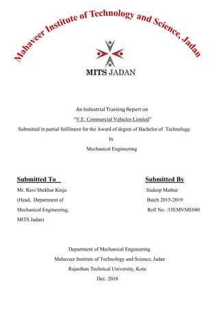 Internship report of mechanical student | PDF