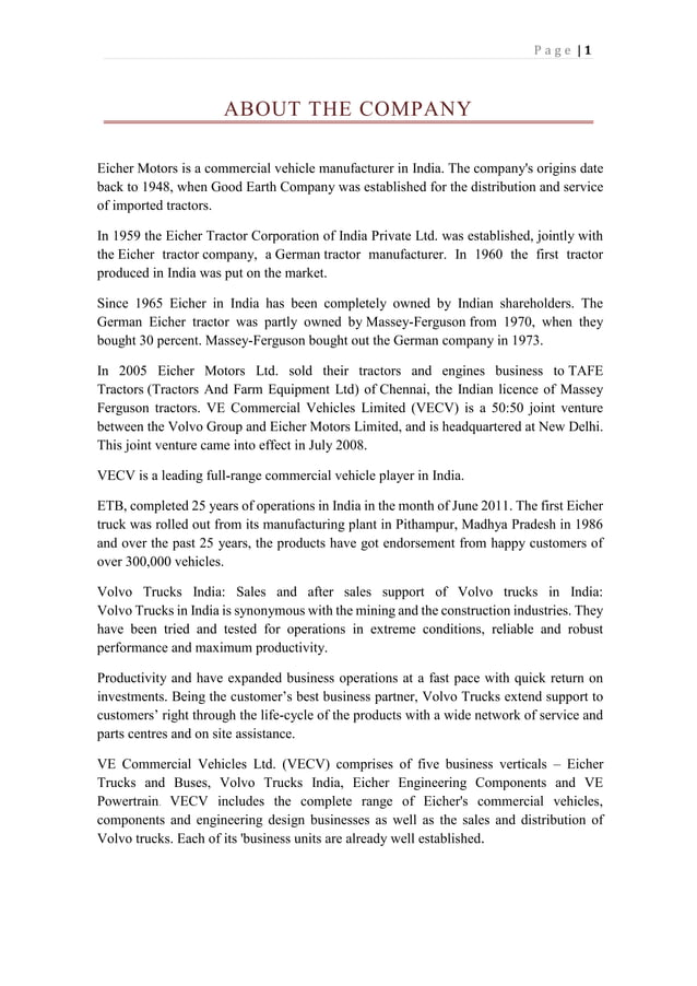 Internship Report Of Mechanical Student Pdf