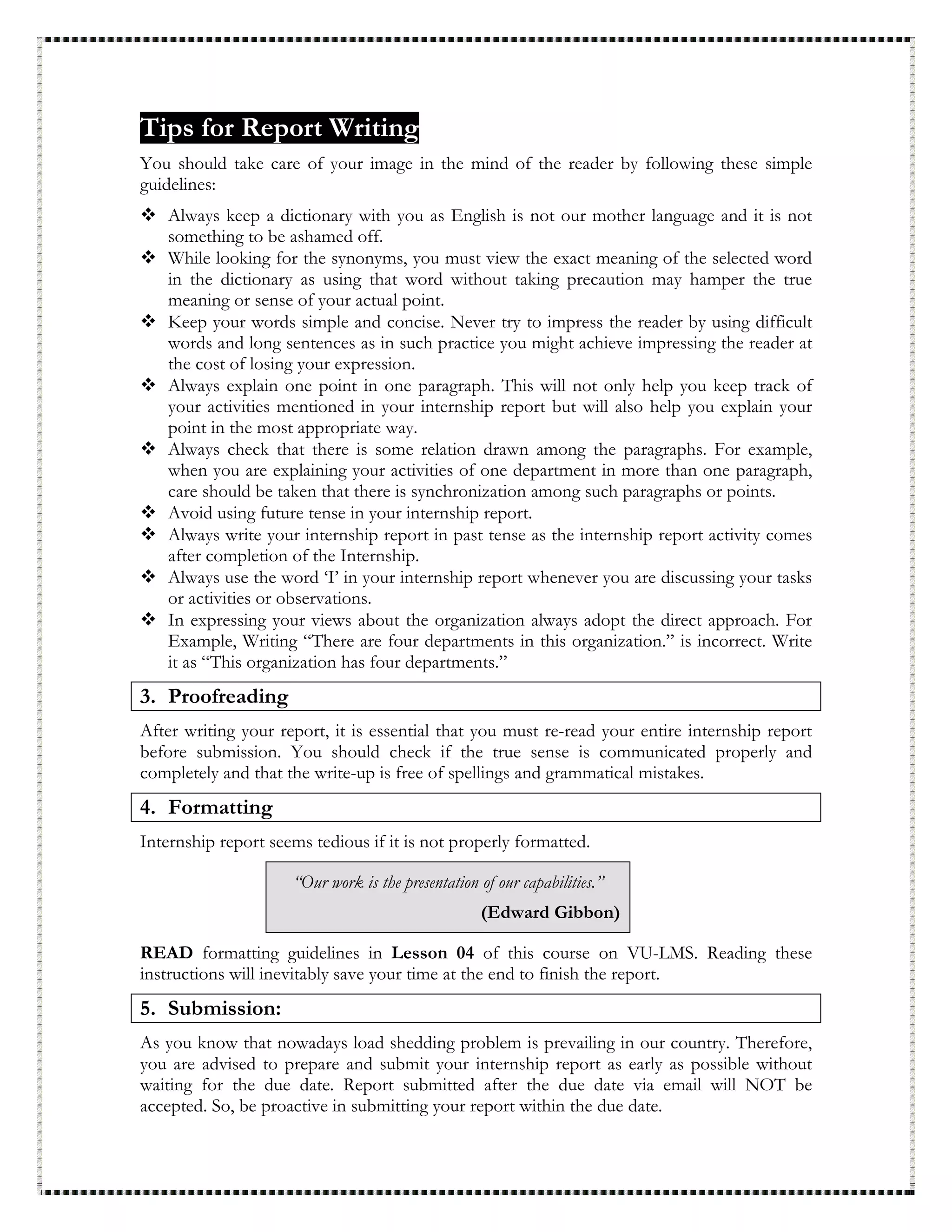 Internship report writing (strategy and tips) | PDF | Undergraduate ...