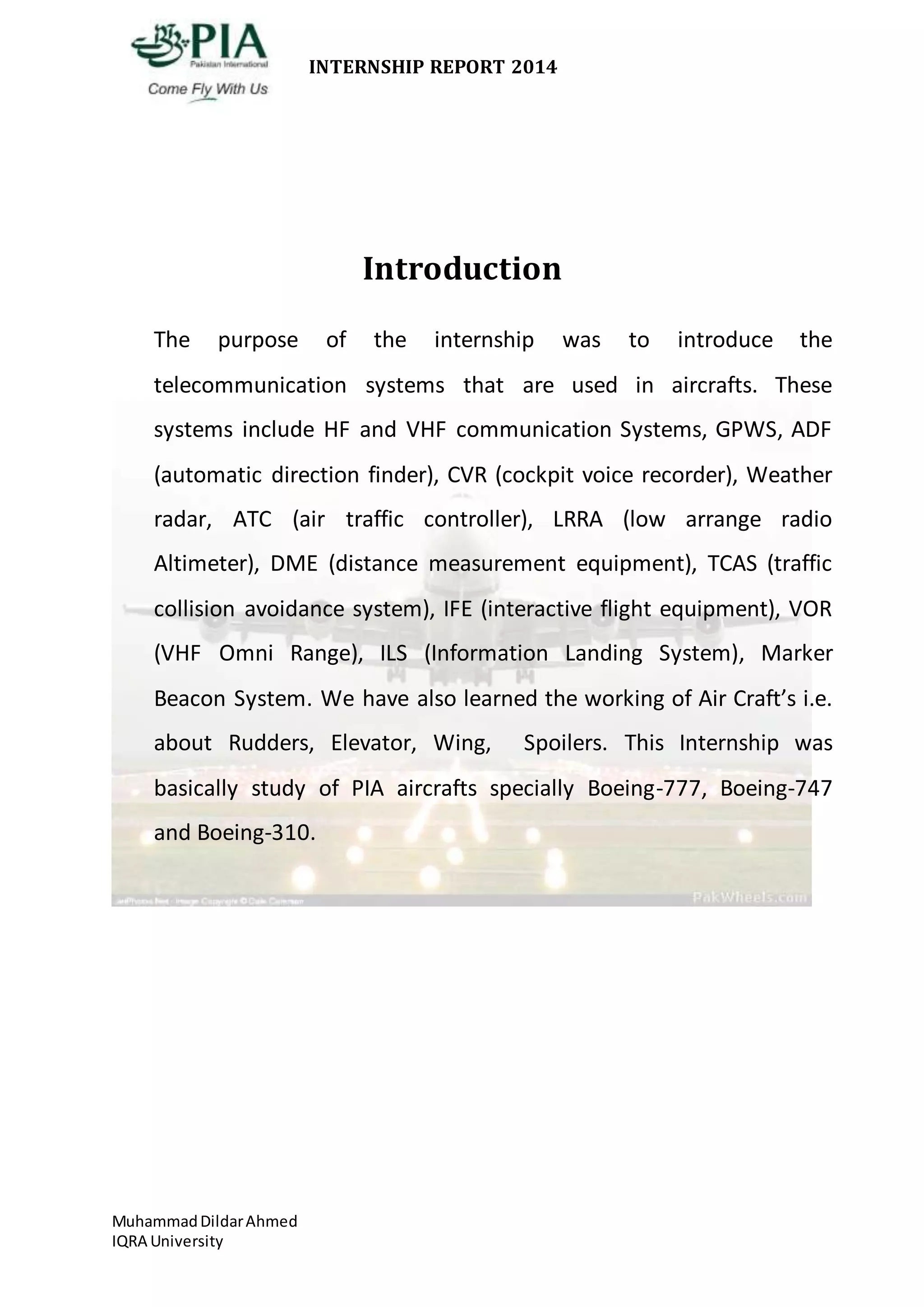 PIA internship report | DOCX