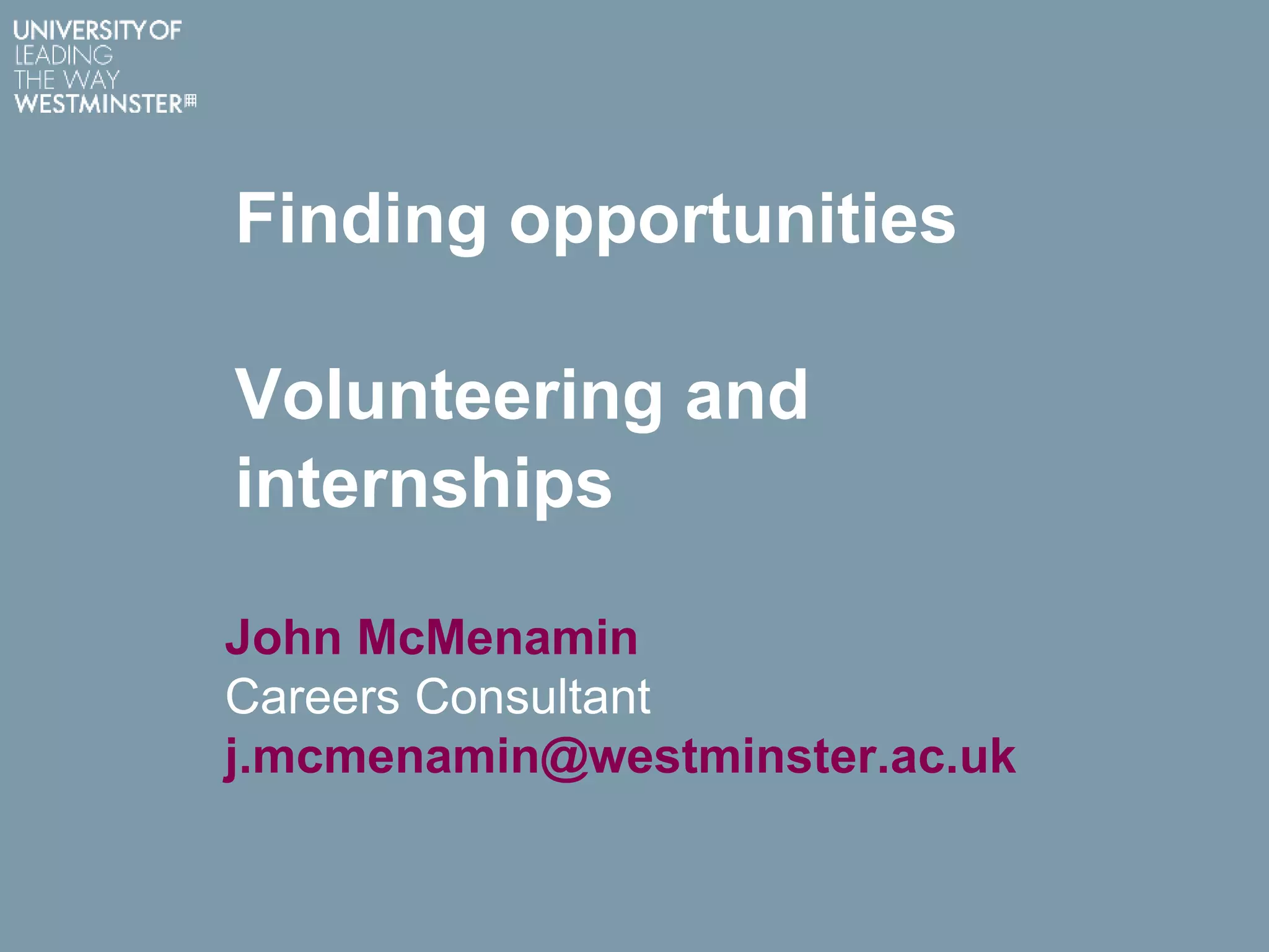 Internships and volunteering | PPTX