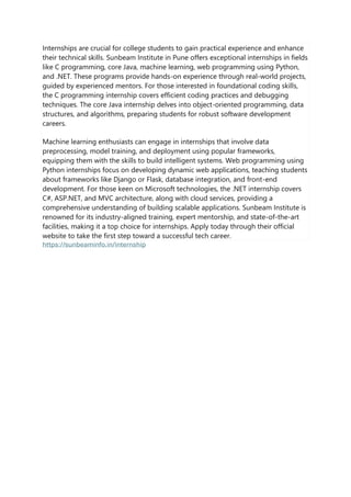 Internship Opportunities at Sunbeam Institute Pune | PDF | Web ...