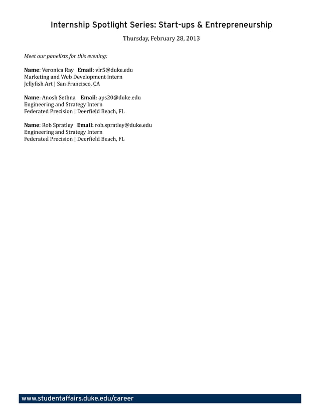 Internship Spotlight: Start-Ups and Entrepreneurship | PDF
