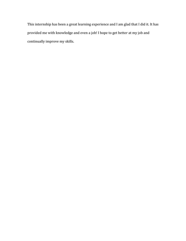 Internship Summary Paper | DOCX | Education