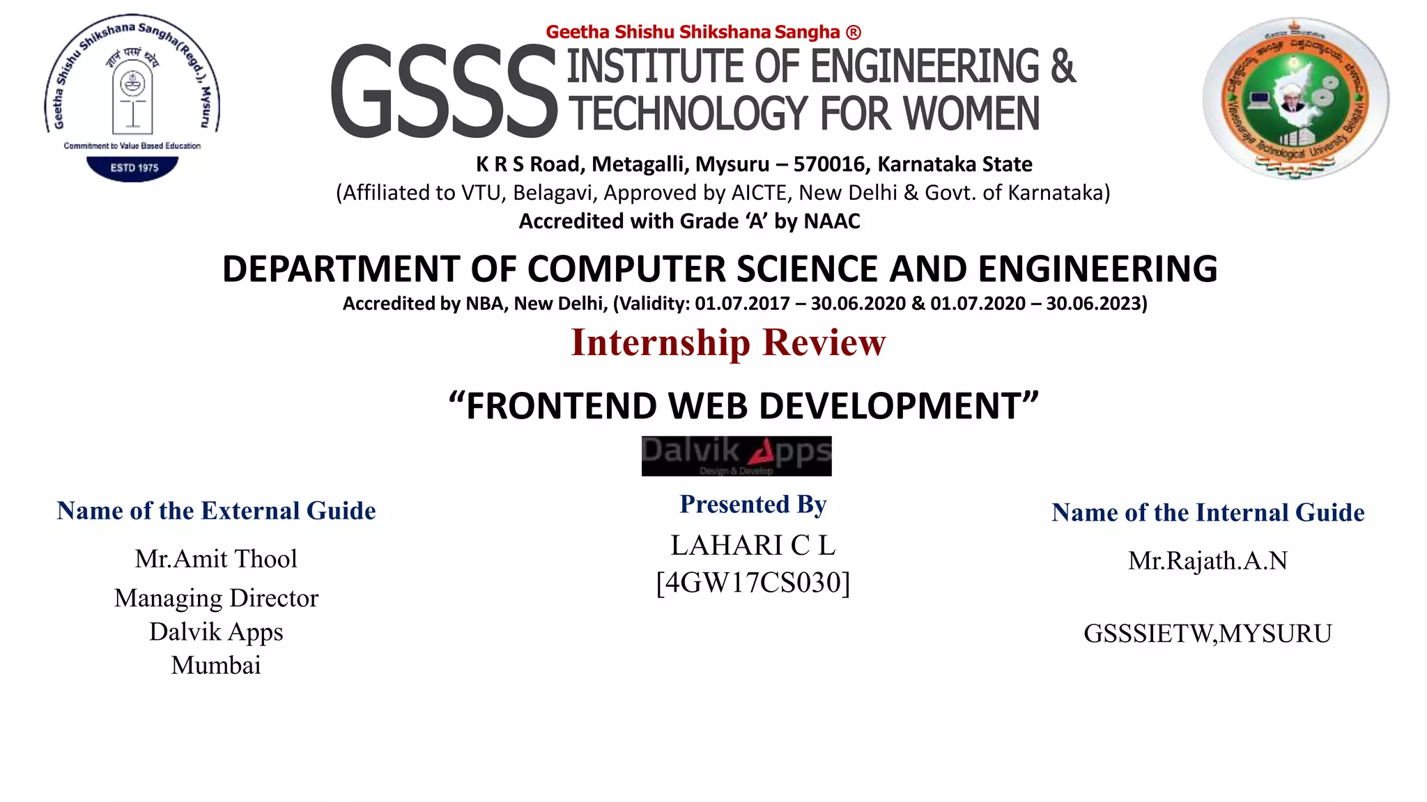 Internship template for review 1 | PPTX | Web Development | Internet