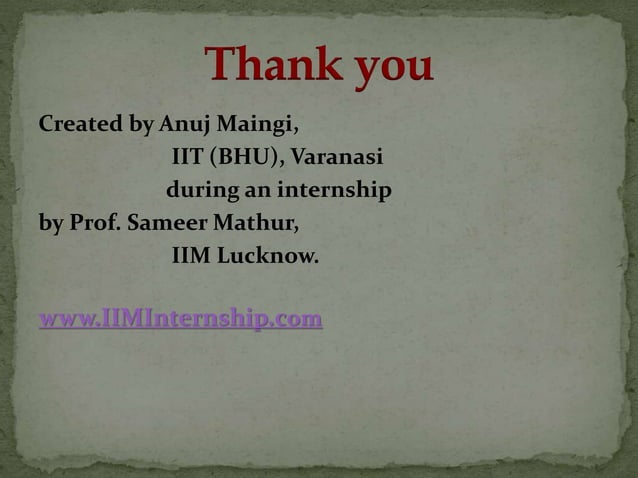 Internship under Prof Mathur | PPTX