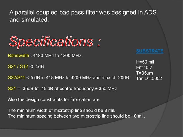 study of ttc link and parallel coupled filter design | PPT
