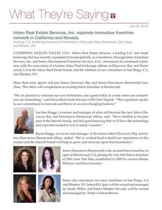 Intero Real Estate Company Profile | PDF