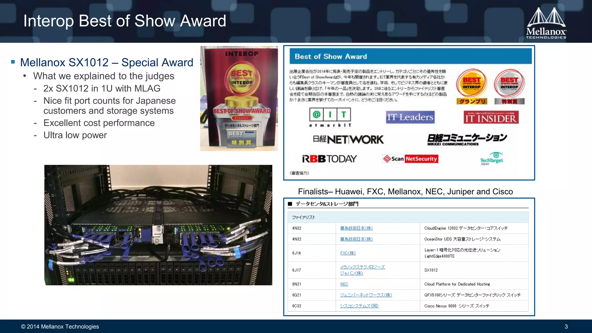 Interop Tokyo 2014 -- Mellanox Demonstrations | PPT