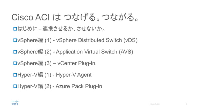 Cisco ACI と 仮想化連携 (vSphere / Hyepr-V) | PPT