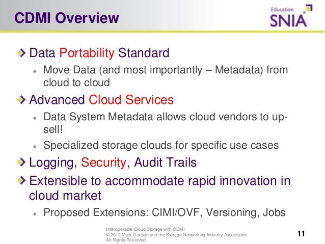 Interoperable cloud storage with the cdmi standard