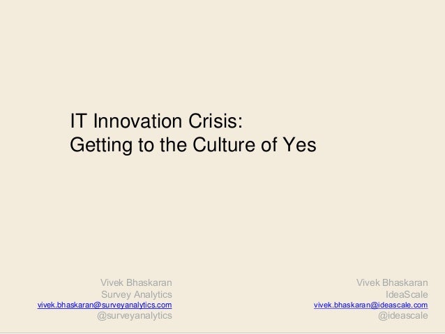 IT Innovation Crisis: Getting to the Culture of Yes