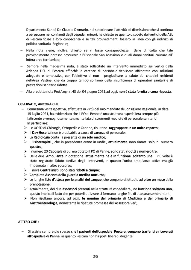 Interpellanza riqualificazione ospedale di penne signed | PDF
