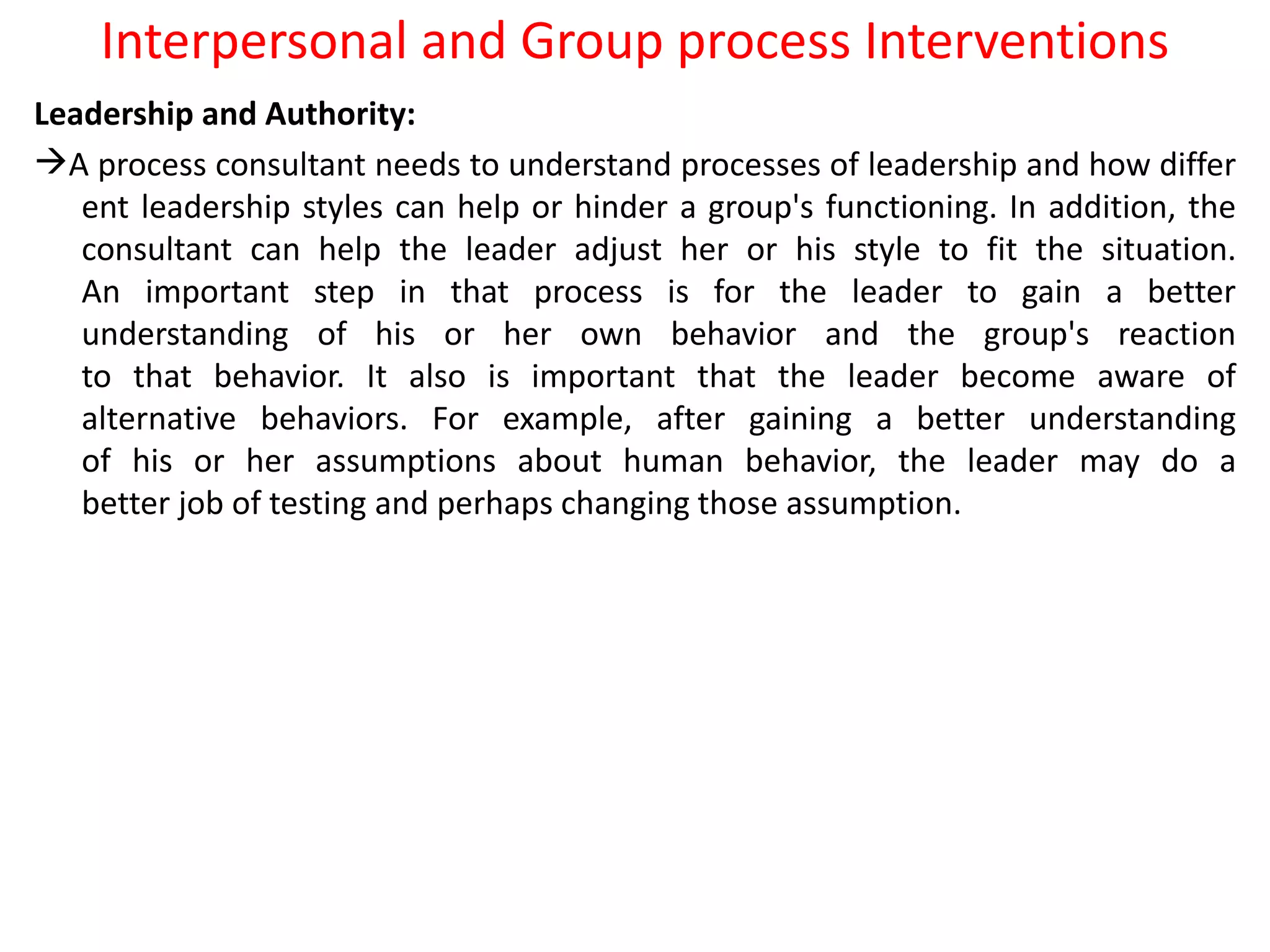 Interpersonal and group process interventions | PPTX