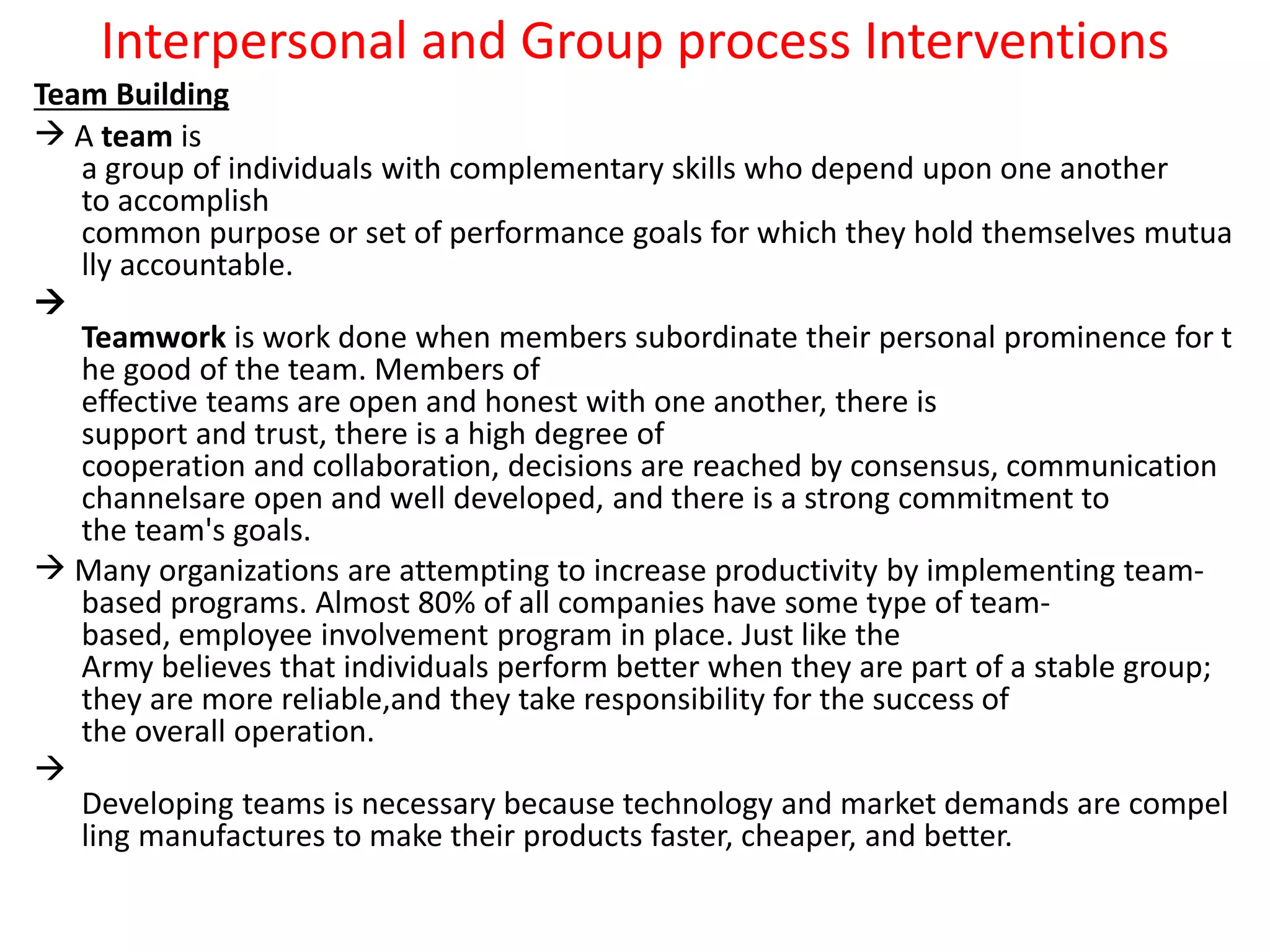 Interpersonal and group process interventions | PPTX