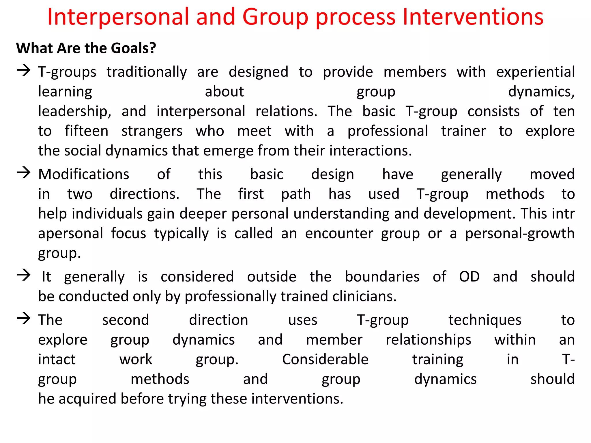 Interpersonal and group process interventions | PPTX