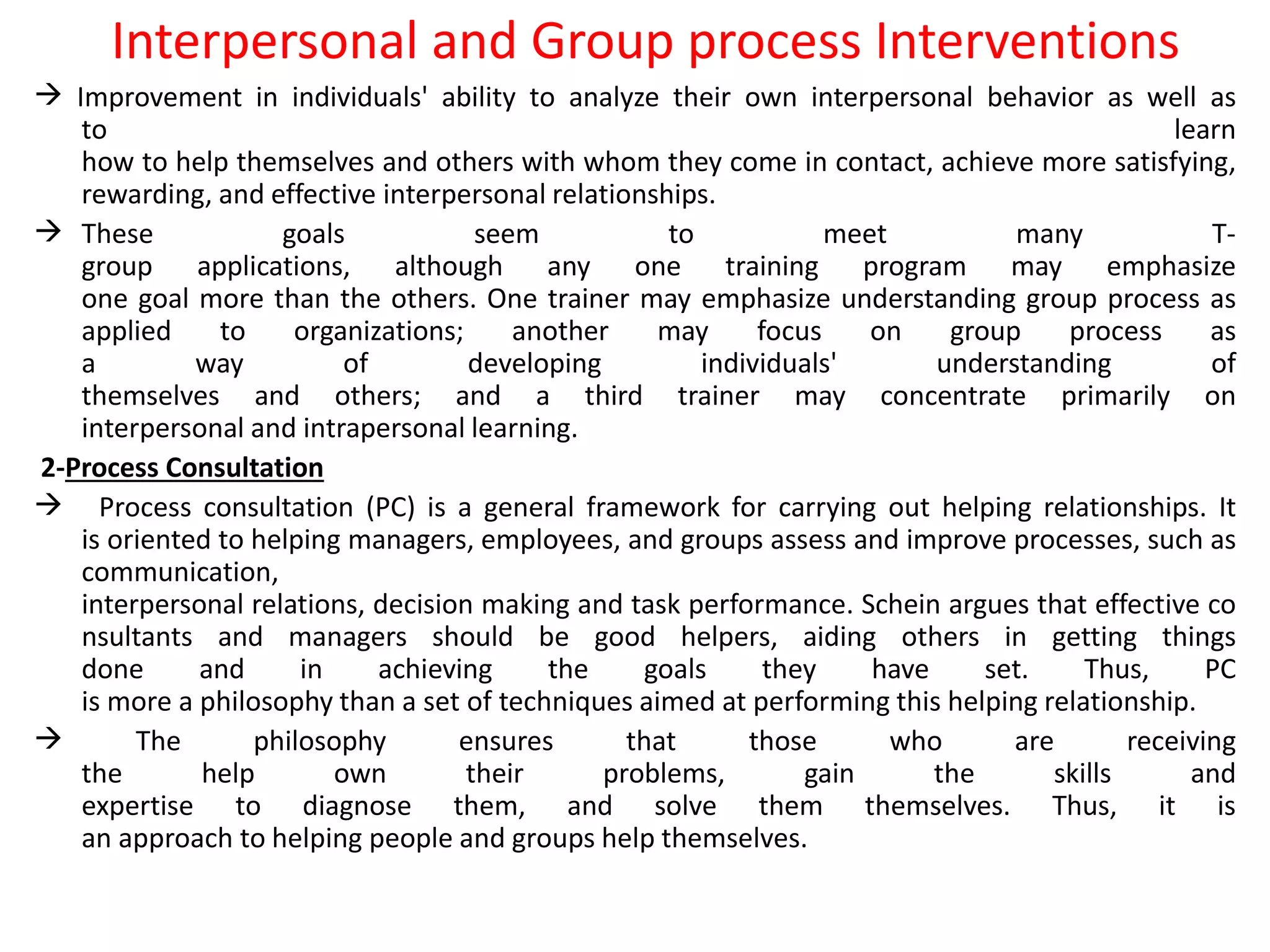 Interpersonal and group process interventions | PPTX