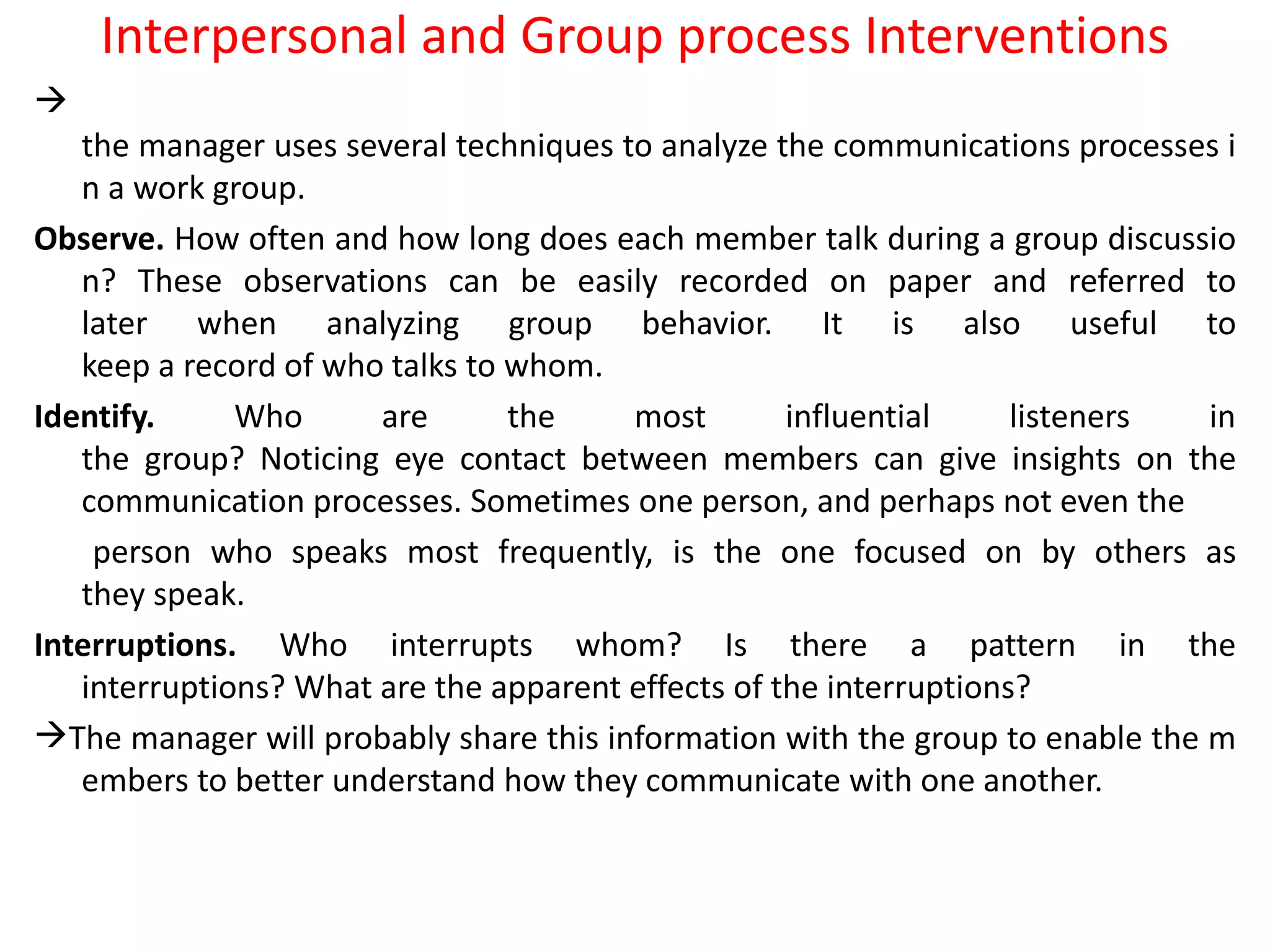 Interpersonal and group process interventions | PPTX
