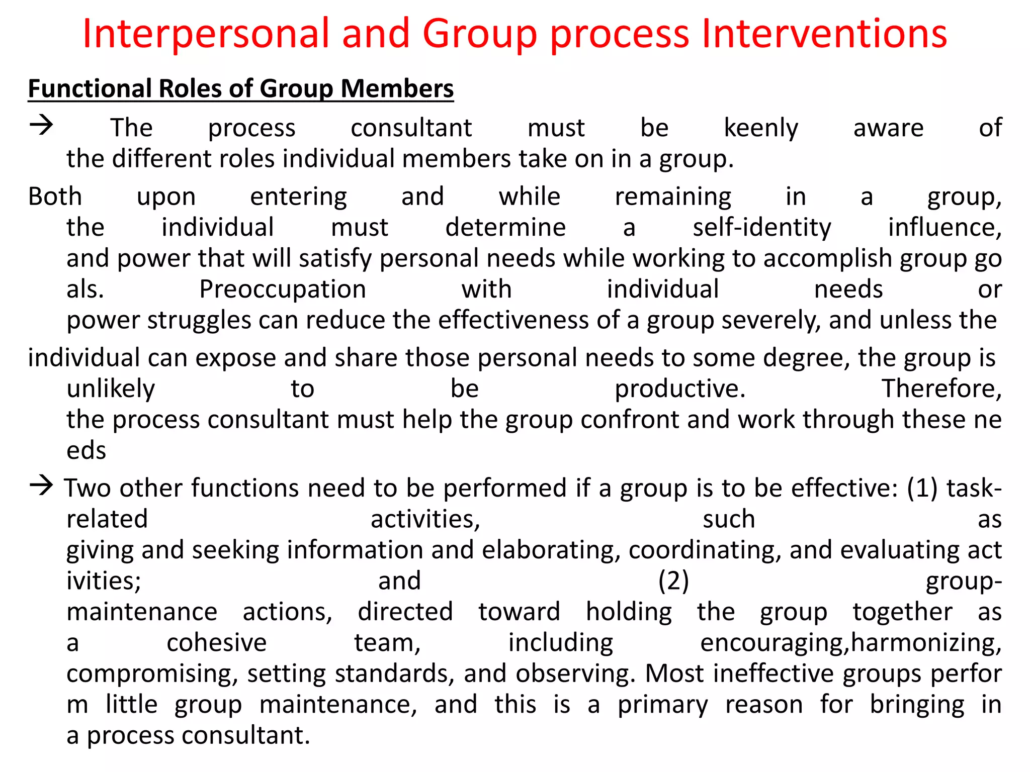 Interpersonal and group process interventions | PPTX