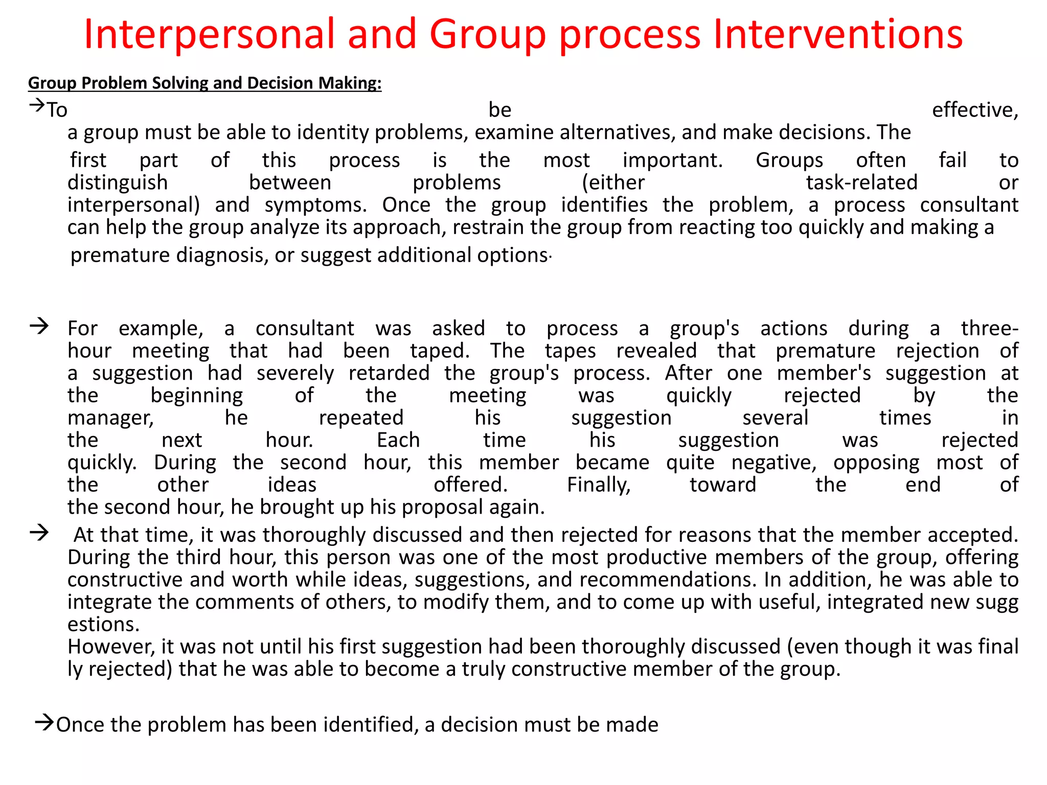 Interpersonal and group process interventions | PPTX