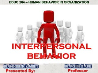 Interpersonal behavior | PPT