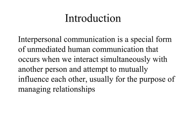 Interpersonal communication | PPT
