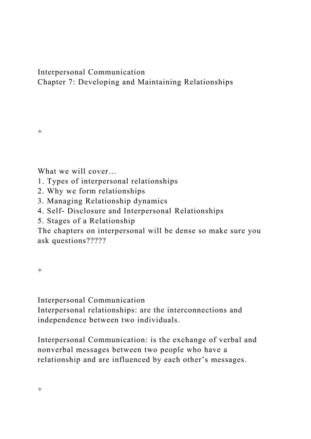Interpersonal Communication Chapter 7 Developing and Maintain.docx