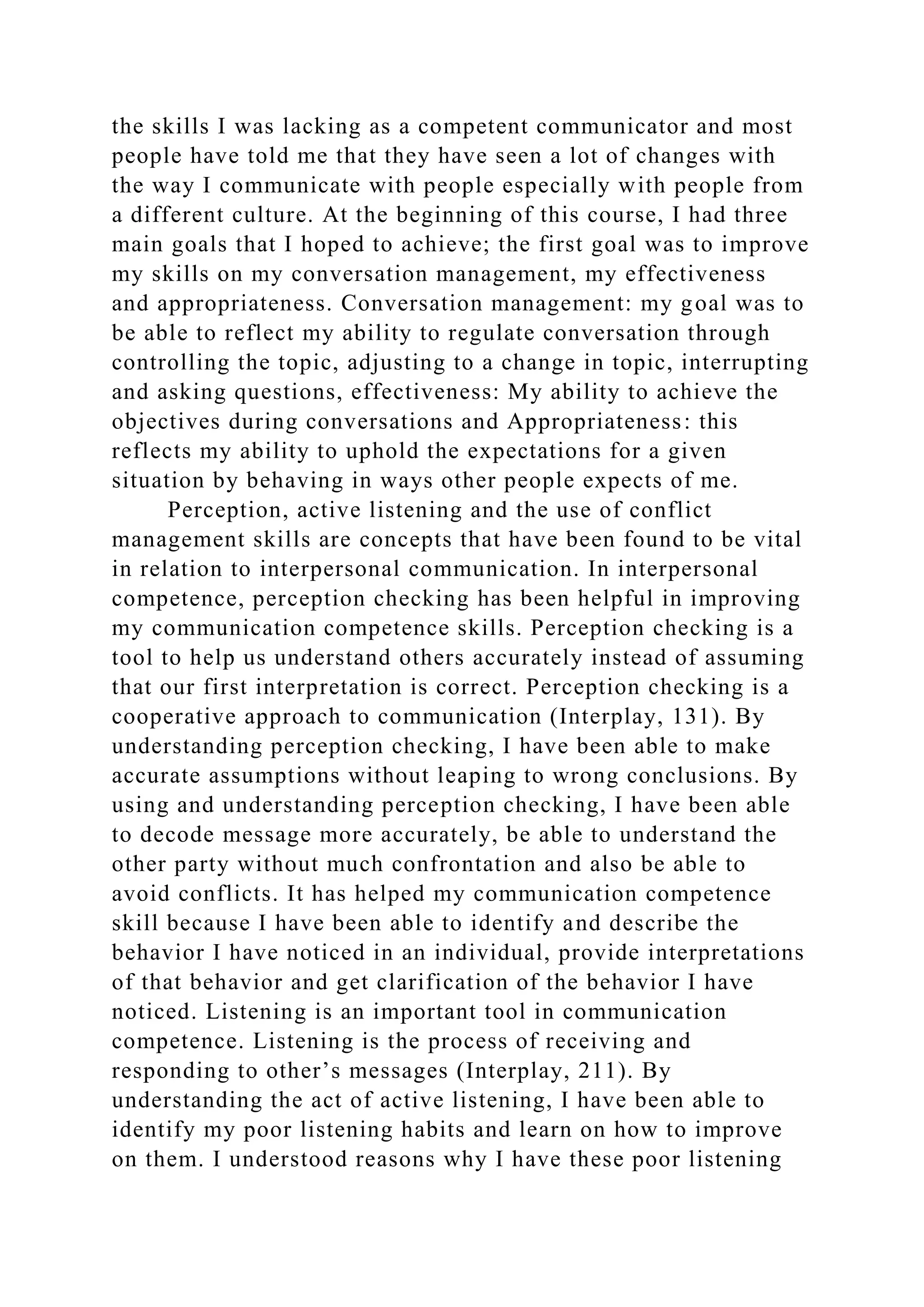 Interpersonal Communication Competence ReflectionCommunication .docx