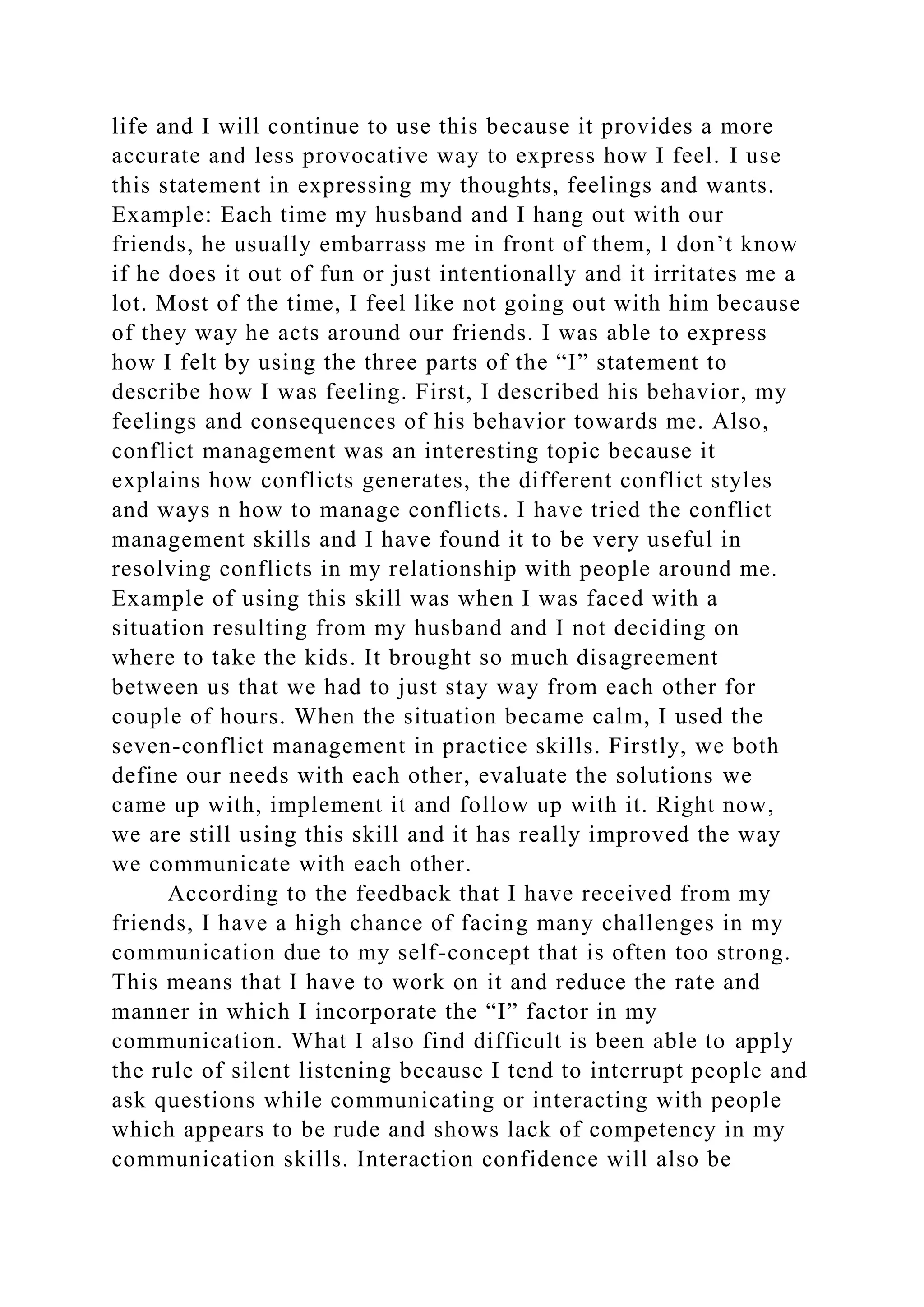 Interpersonal Communication Competence ReflectionCommunication .docx