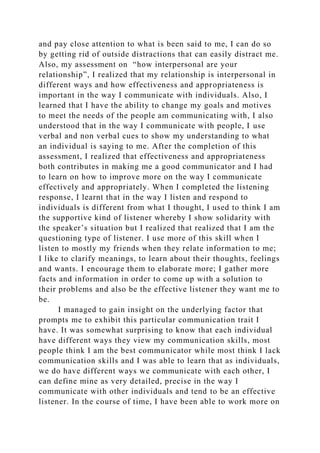 Interpersonal Communication Competence ReflectionCommunication .docx