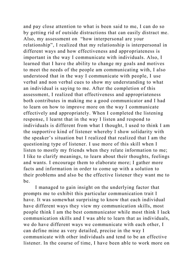 Interpersonal Communication Competence ReflectionCommunication .docx
