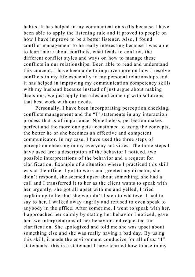 Interpersonal Communication Competence ReflectionCommunication .docx