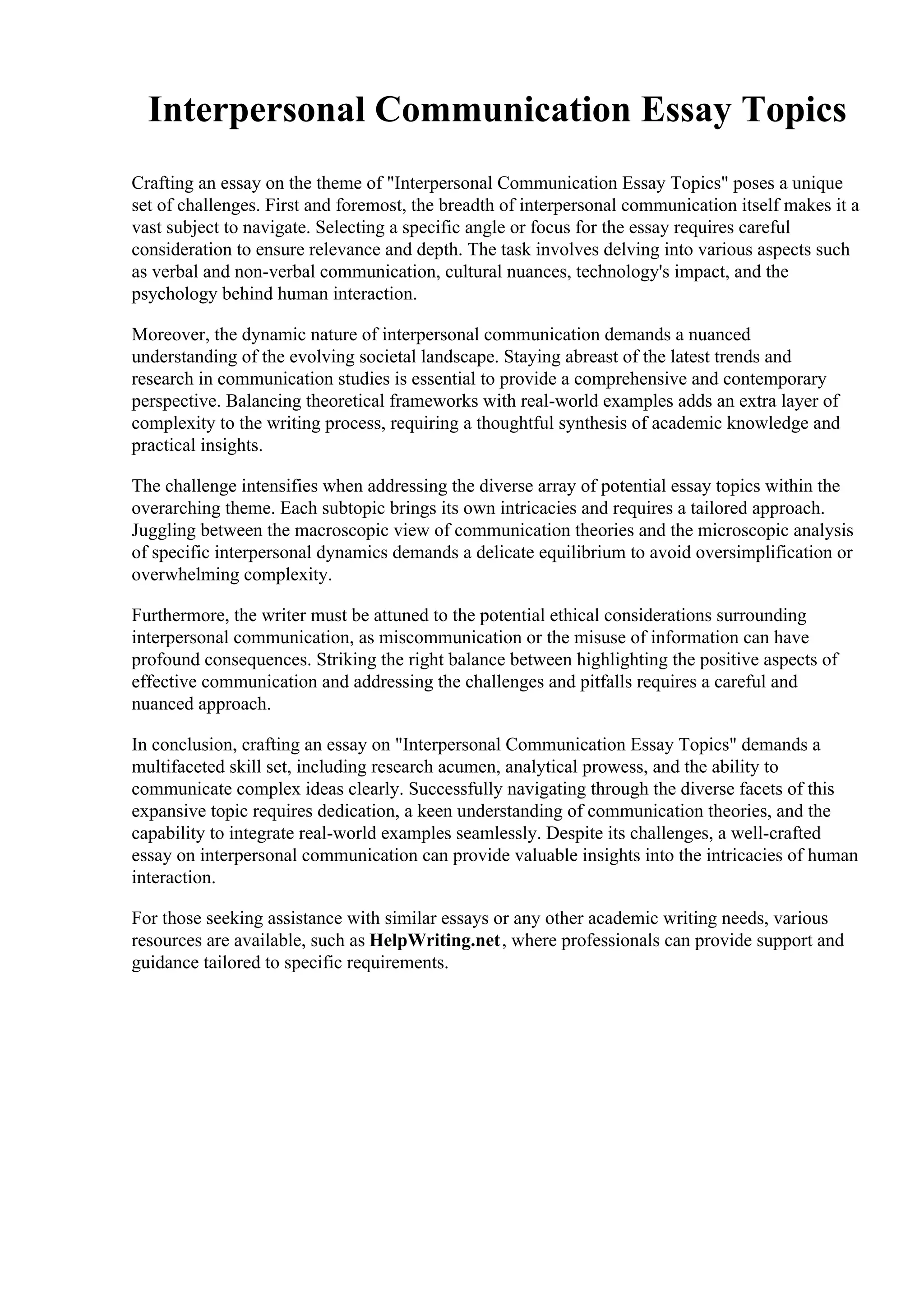 Interpersonal Communication Essay Topics.pdf