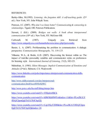 Interpersonal communication (outline) | DOCX