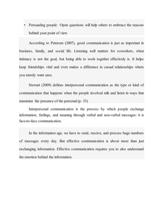 Interpersonal communication (outline) | DOCX